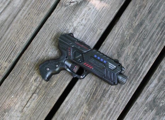 Custom Painted NERF Style Blaster Matte Black W Silver Barrel Red Blue Trim Armory Fresh Style Paint Scheme. Small Frame Style Etsy