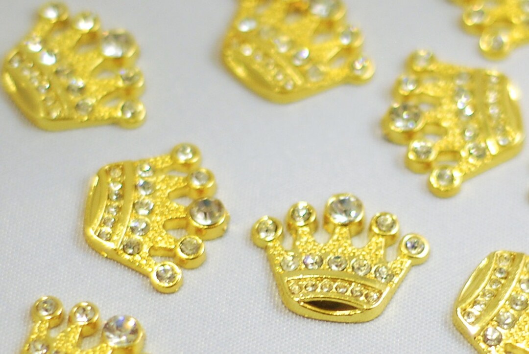 100 GOLD Wholesale Crown Flat Back Clear Rhinestone Embellishments - Etsy