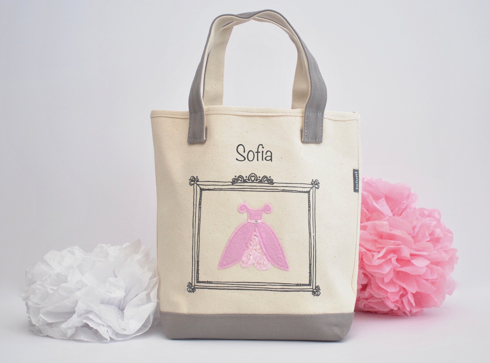 Small Light Pink Princess Tote Girls Book Bag Kids Tote - Etsy