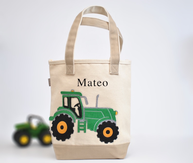 Tractor Tote| Personalized Boys Tote Bag| Green Tractor|john Deer ...