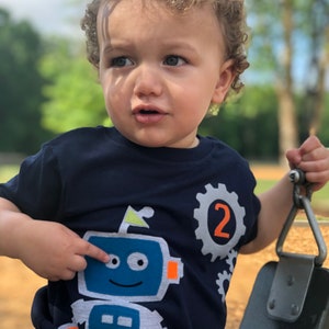 Robot Birthday Appliqué Shirt, Toddler Robot Birthday Tee Shirt, Robot ...