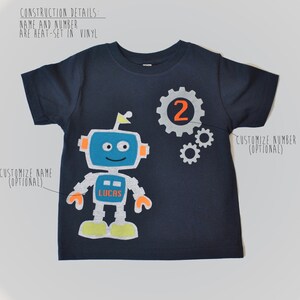 Robot Birthday Appliqué Shirt, Toddler Robot Birthday Tee Shirt, Robot ...