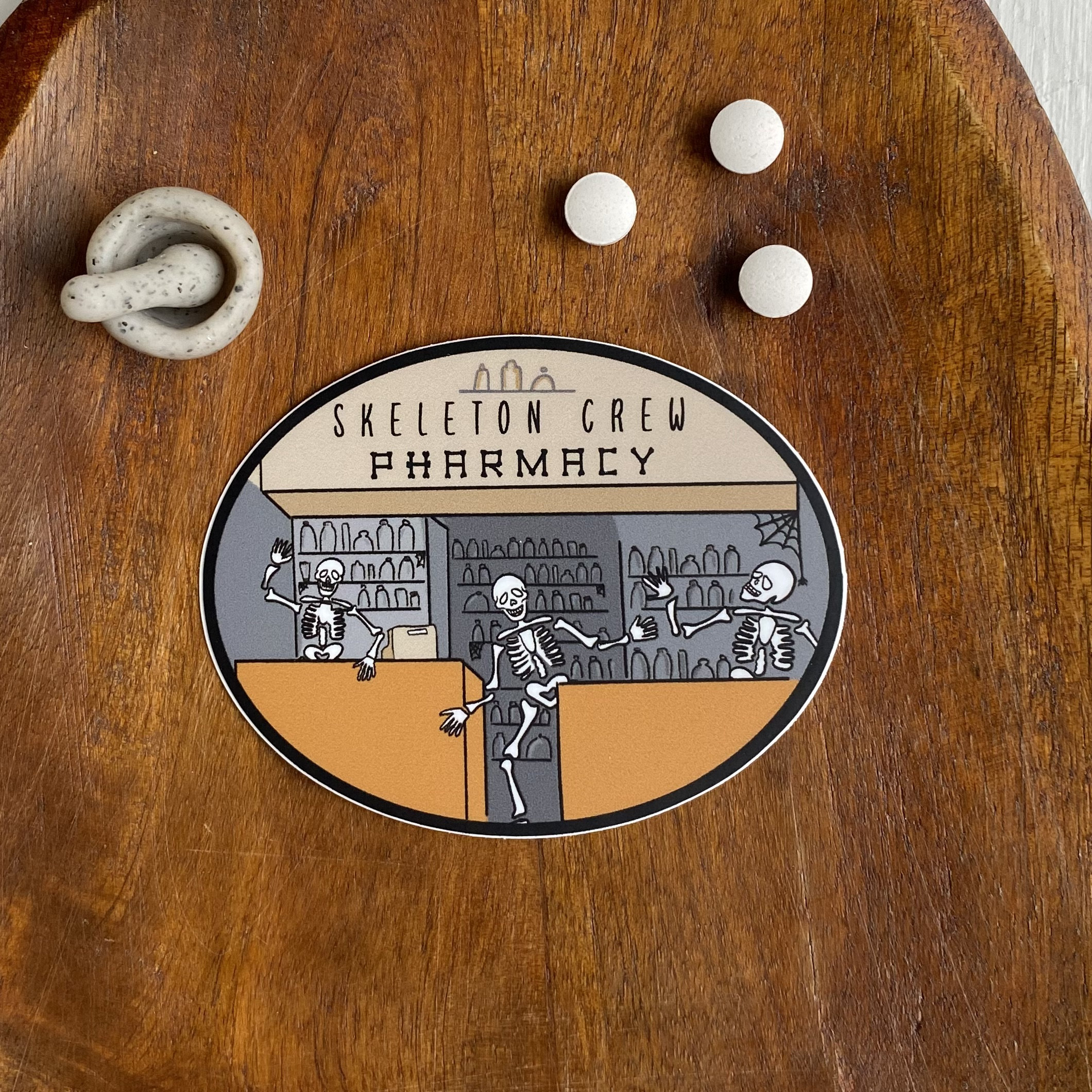 Skeleton Crew Funny Pharmacy Sticker 3 X 2.33 - Etsy