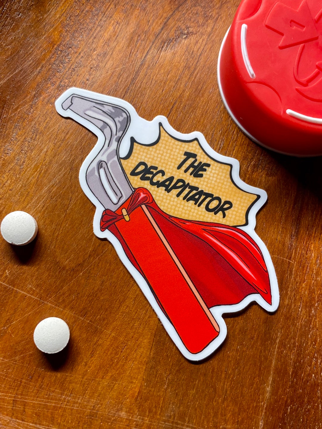 The DECAPITATOR Superhero Pharmacy Sticker: Funny Pharm Gift (1.76" X 3 ...