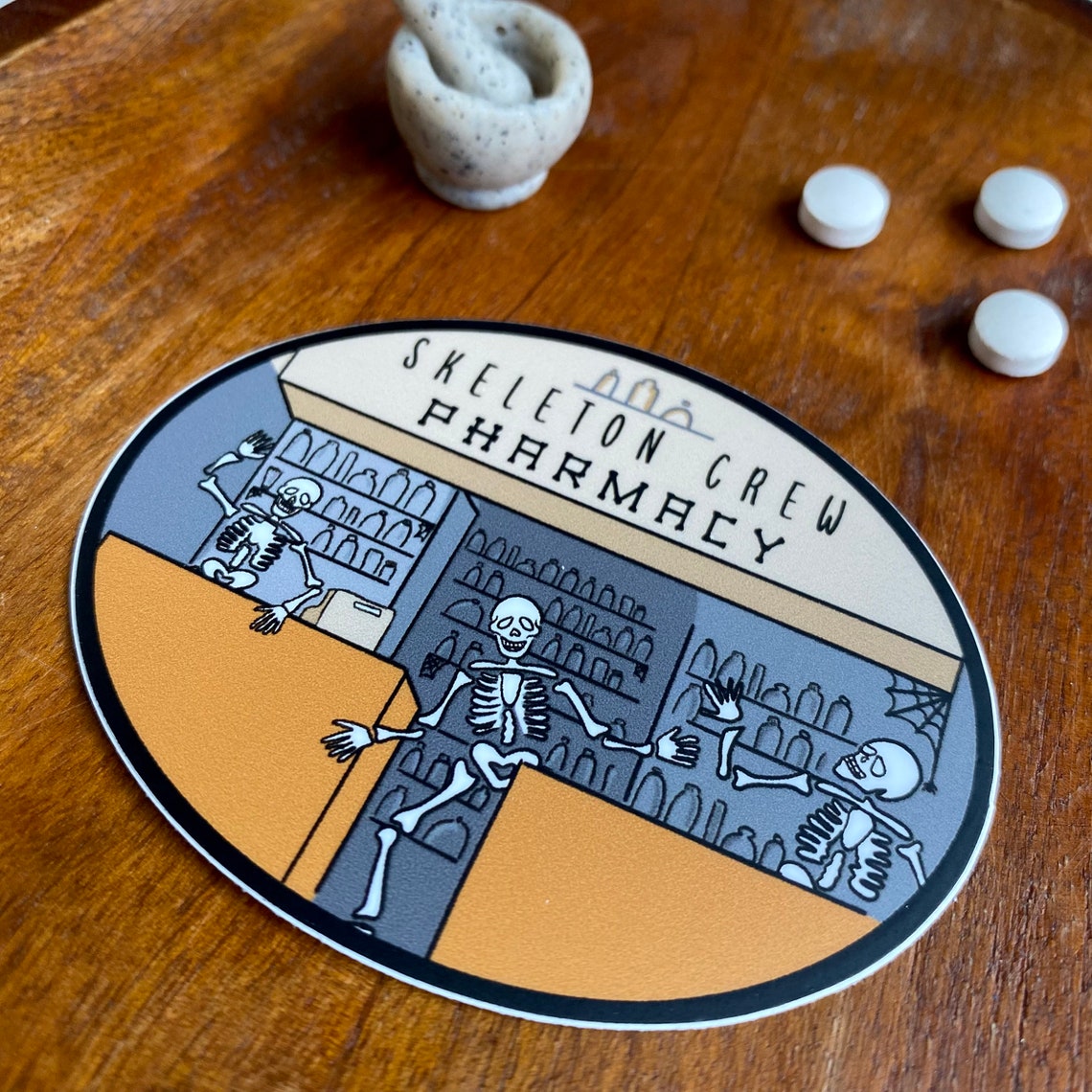 Skeleton Crew Funny Pharmacy Sticker 3 X 2.33 - Etsy