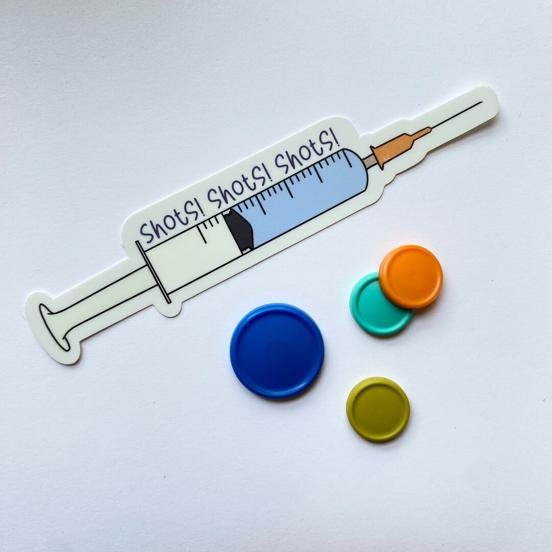 Shots Shots Shots Sticker | 4.72" X 1" | Pharmacy Technician Pharmacist ...