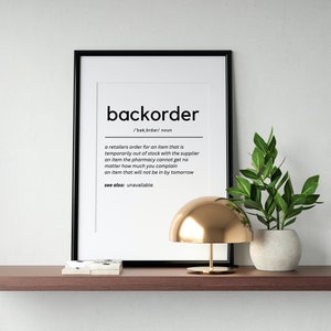 Backorder Definition Medical Humor Pharmacy Technician Gift Pharmacy ...
