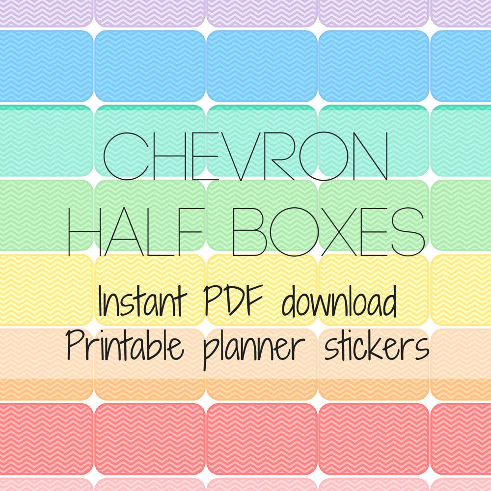 Vintage Chevron Half Box Planner Stickers set of 10 Chevron Half Box ...