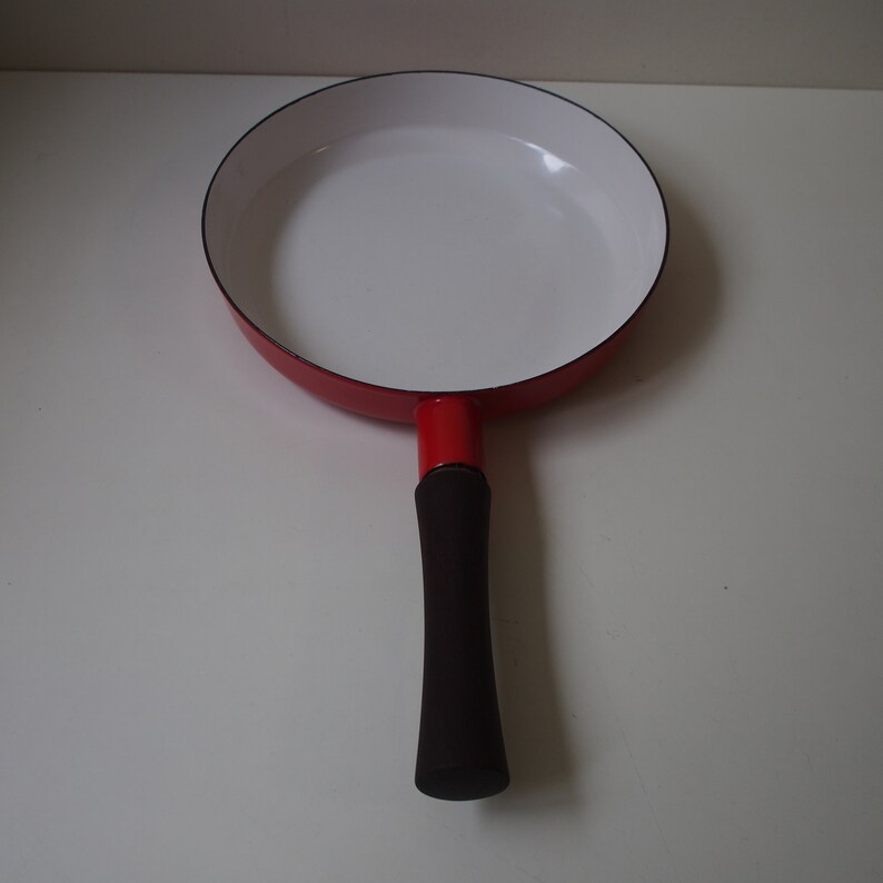 Vintage Dansk Red Fry Pan With Teak Handle - Etsy