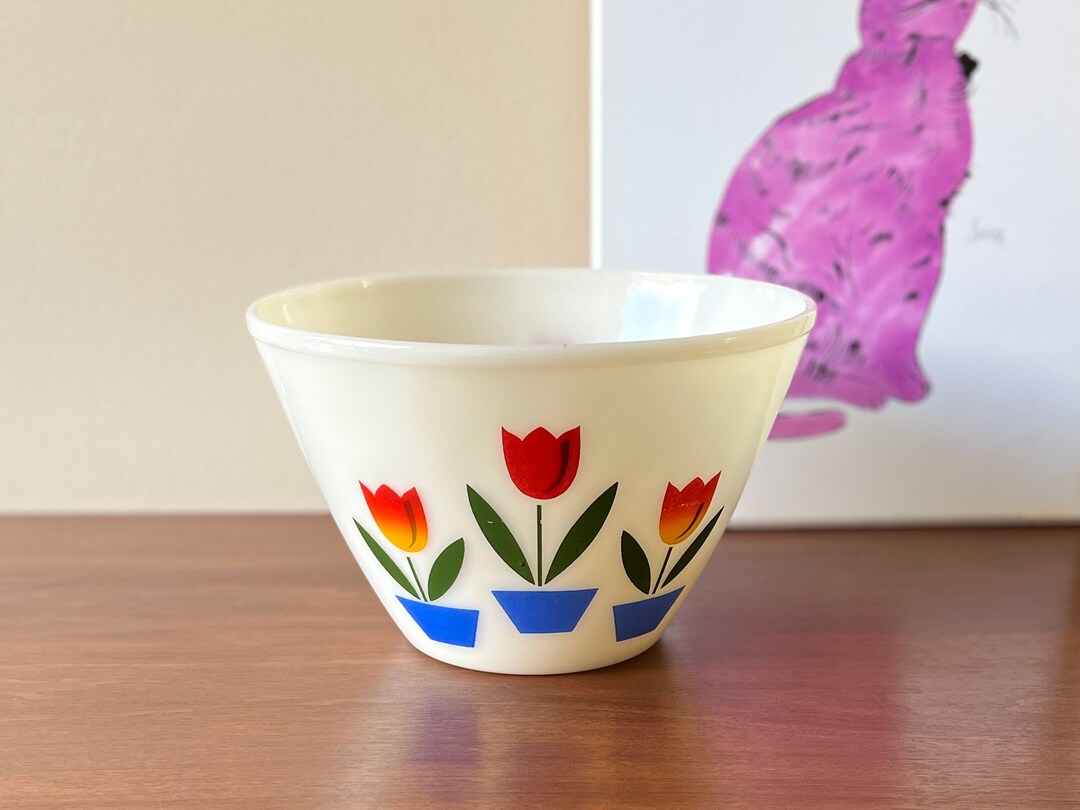 Fire King Tulip Pattern Splash Proof Bowl 9.5 Largest Size - Etsy