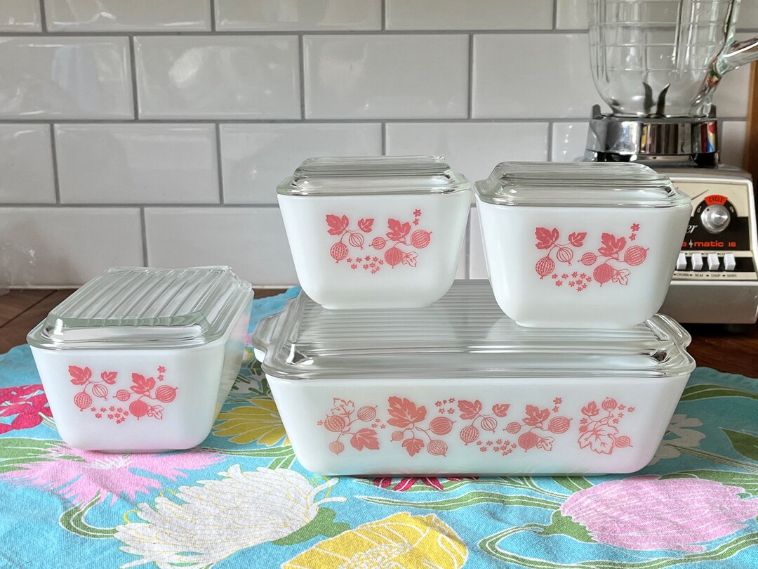 Vintage Pyrex Gooseberry Refrigerator Dish Set - Etsy