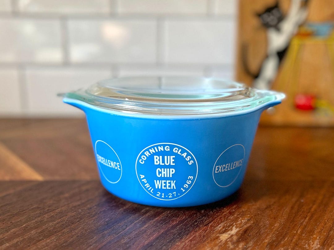 Vintage Pyrex Corning Ware Blue Chip Week 1963 #473 Casserole With Lid ...