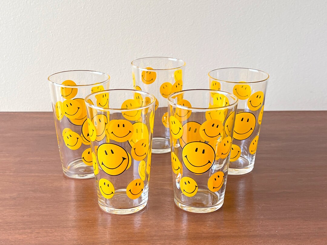 Set of 5 Vintage Happy Smily Face Federal Glass Tumblers 70's - Etsy