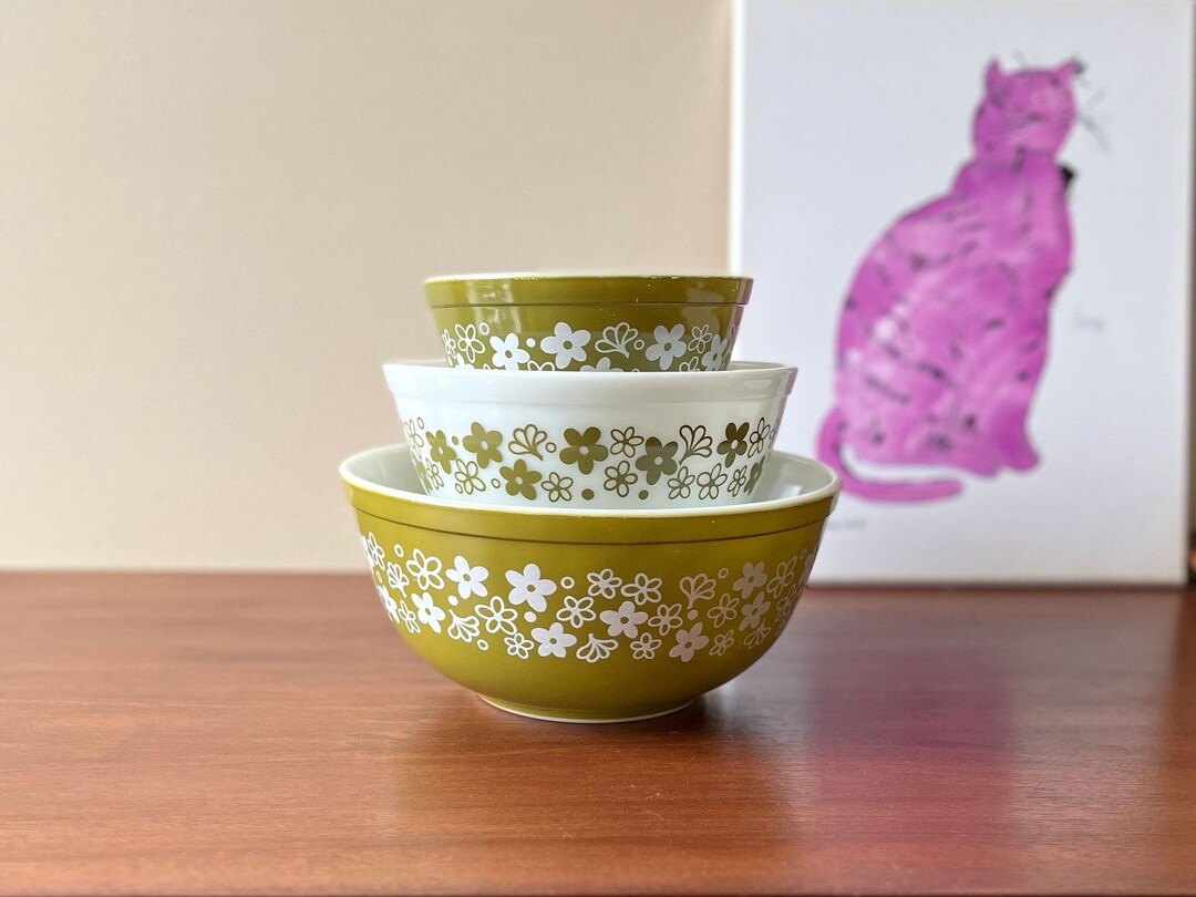 Vintage Pyrex Spring Blossom Mixing Bowl Set 401 402 403 - Etsy