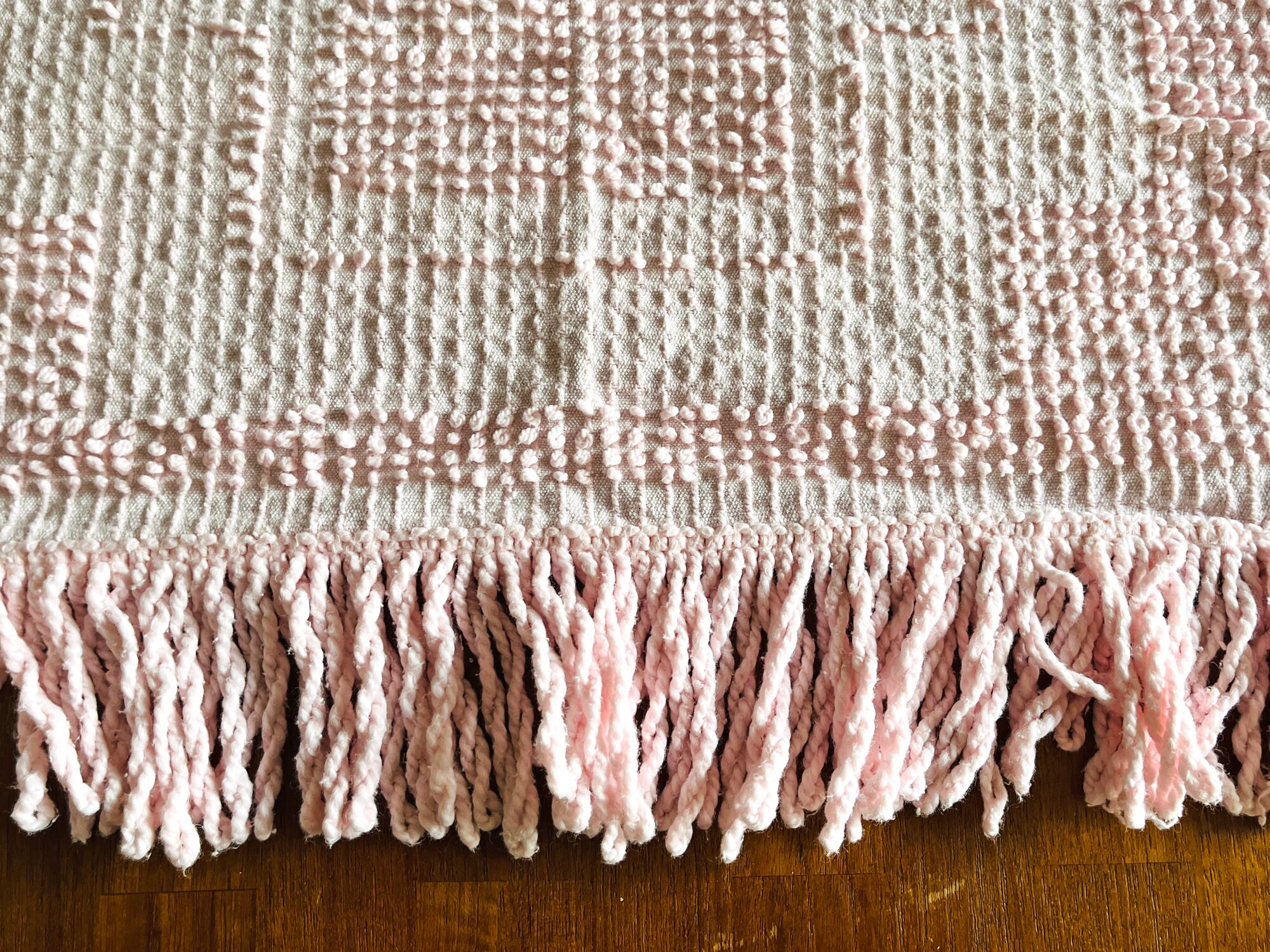 Vintage Pink Chenille Bedspread - Etsy