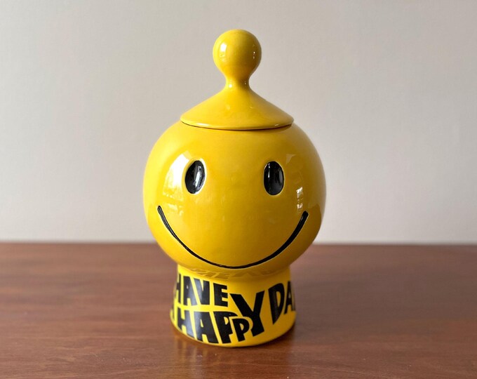 Vintage Mccoy Pottery Smiley Face Cookie Jar Have a Happy Day - Etsy