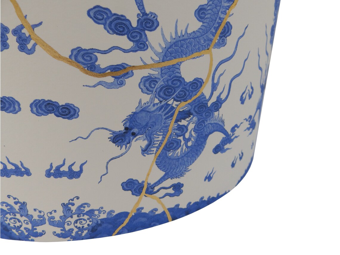 Japanese Dragon Small Kintsugi Drum Lampshade | Etsy