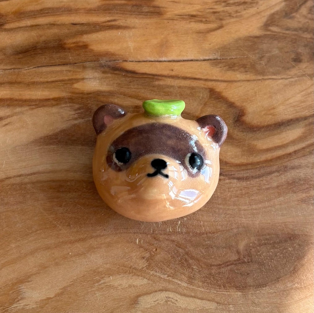 Ceramic Tanuki Face Magnet - Etsy