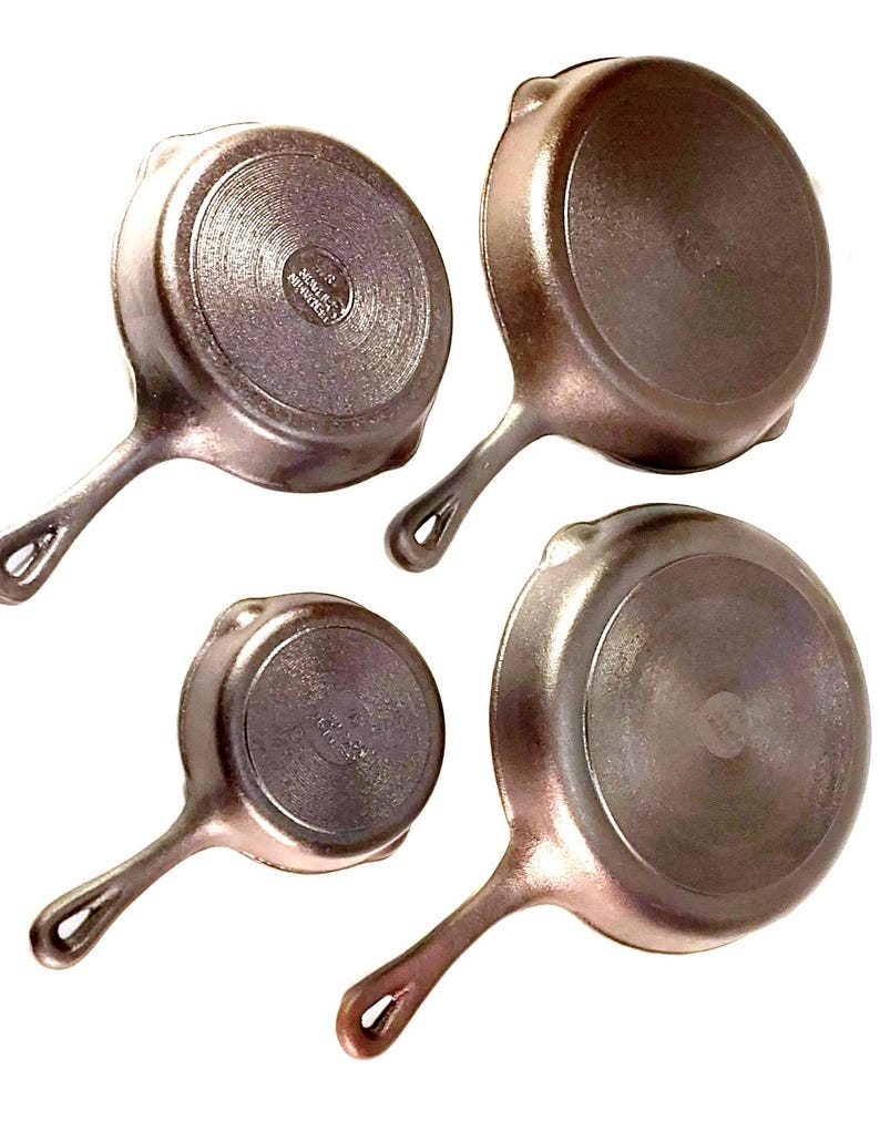 Benjamin Medwin Cast Iron Skillet Set of 4 Skillets Saute Fryer Pan ...
