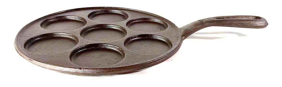 Vintage Cast Iron Silver Dollar Pancake Pan Plett Swedish Cake Flapjack ...