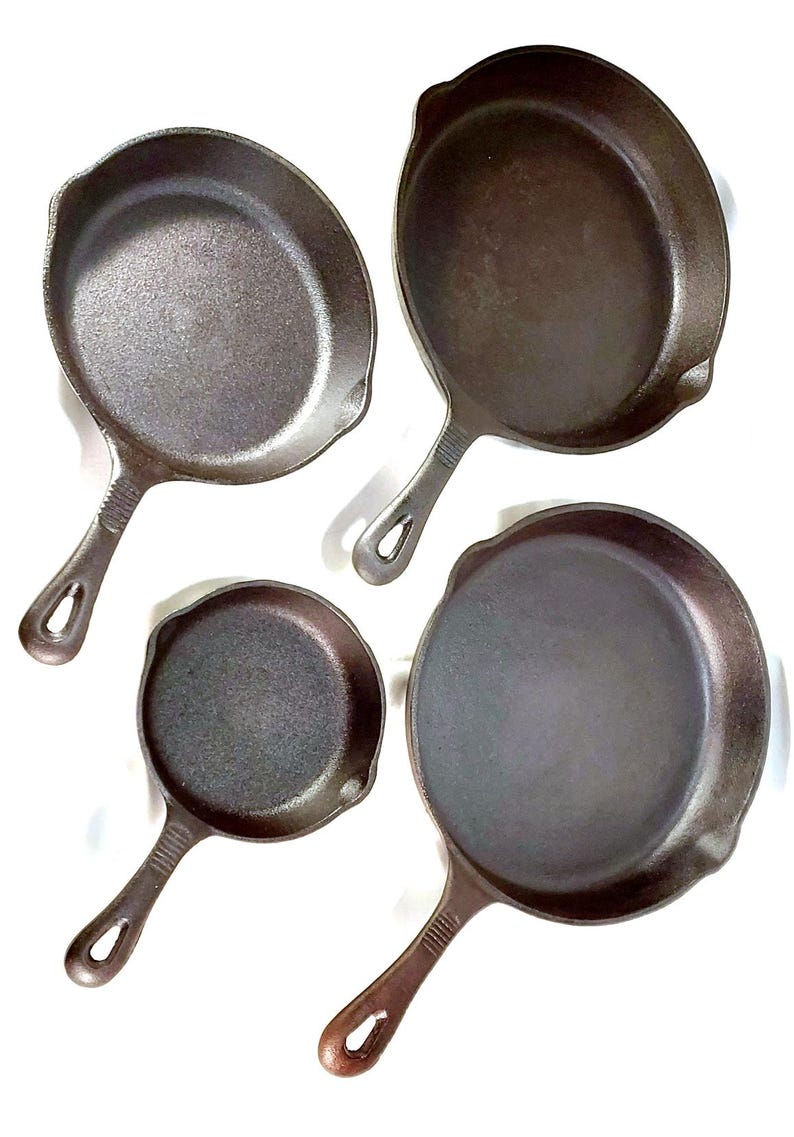 Benjamin Medwin Cast Iron Skillet Set of 4 Skillets Saute Fryer Pan ...