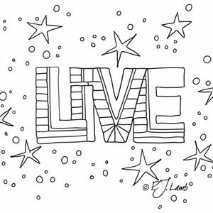 Live, Black and White Graphic Word Art Print, Reproduced From Original ...