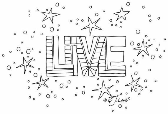 Live Black and White Graphic Word Art Print Reproduced From | Etsy