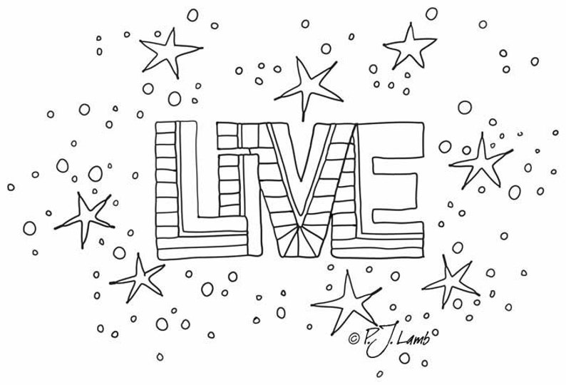 Live, Black and White Graphic Word Art Print, Reproduced From Original ...