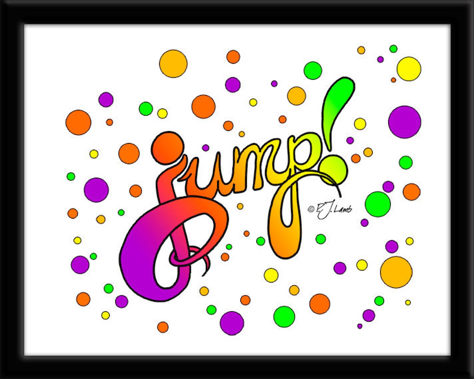 Jump Digital Word Art Composition Photo Print, Original Drawing, Bright ...