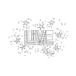 Live, Black and White Graphic Word Art Print, Reproduced From Original ...