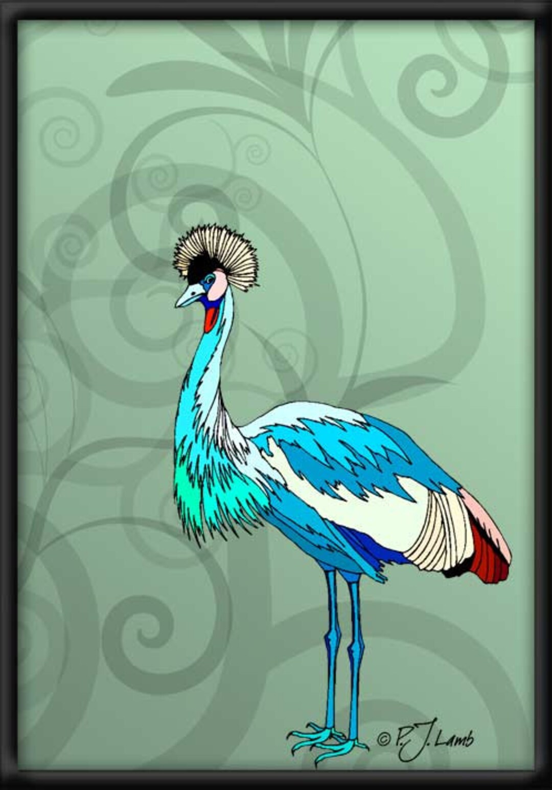 Blue Bird With Stylized Foliage Photo Print, Reproduced From Original ...