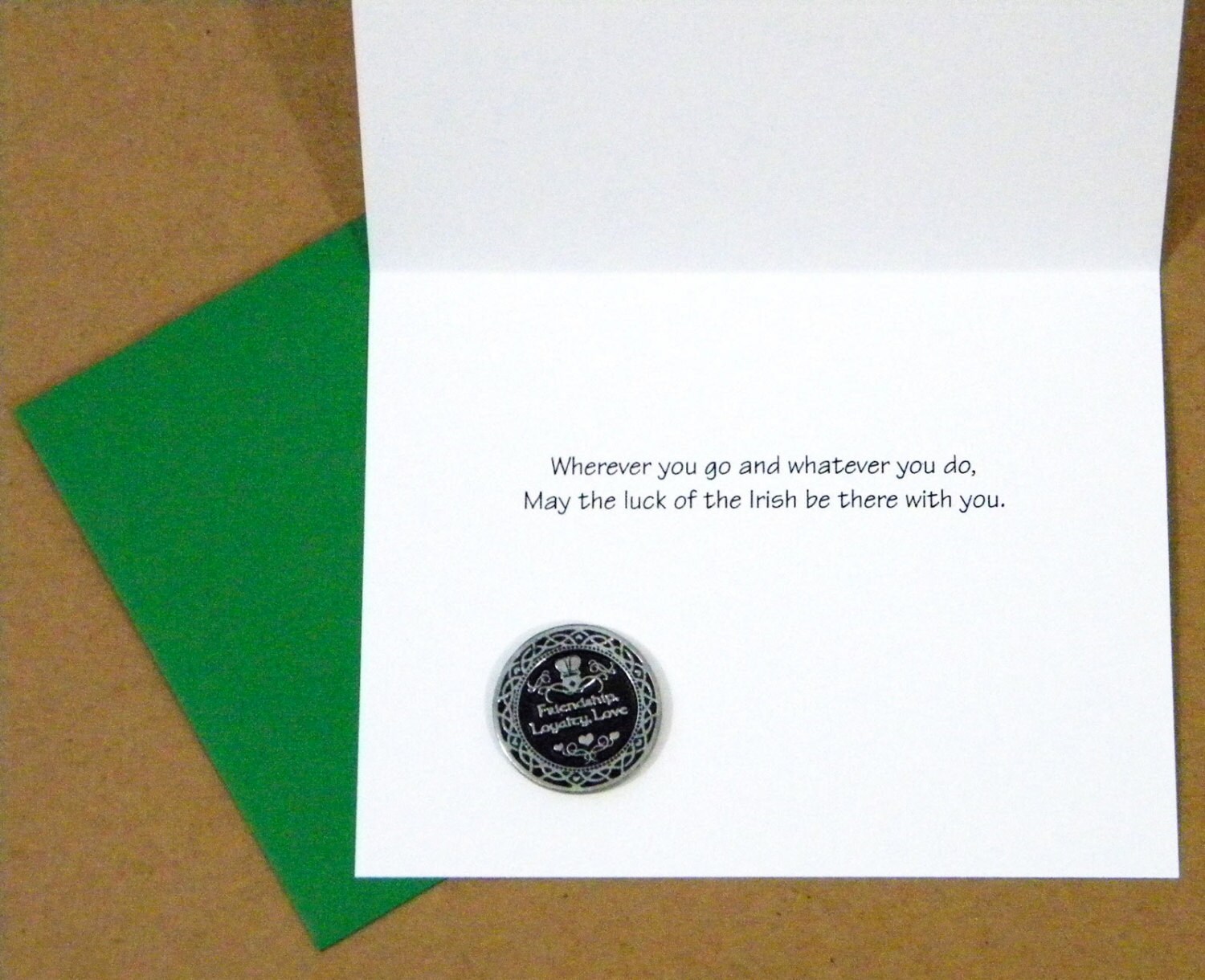 Claddagh Greeting Card With Gift Token, English or Irish Gaelic, Pewter ...