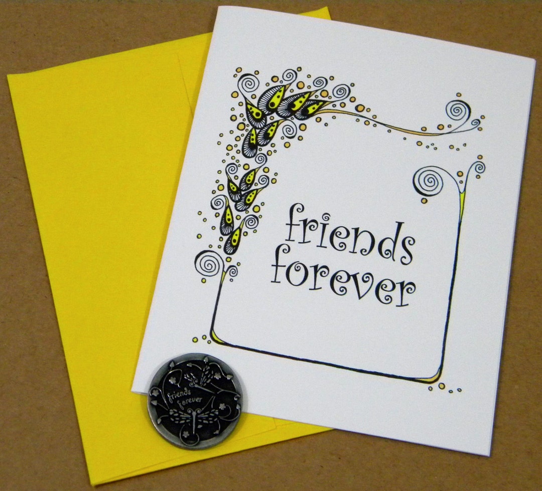 Zentangle Friends Forever, Handmade Greeting Card With Gift Token ...