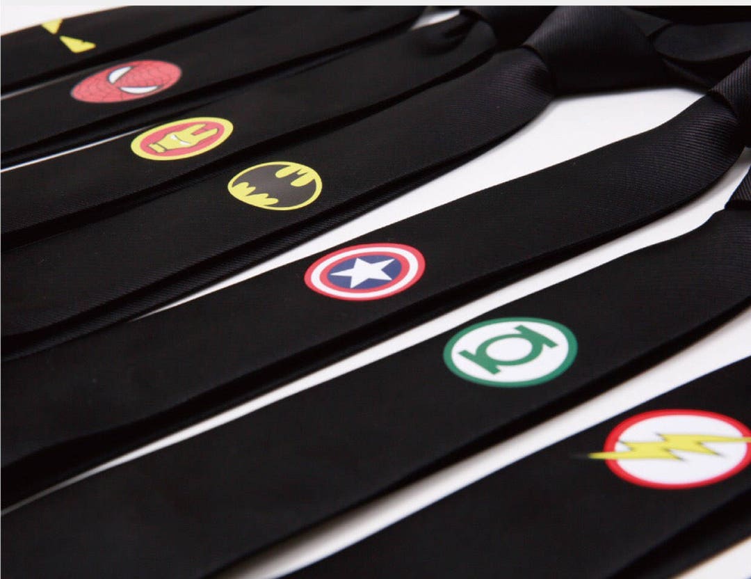 Super Heroes Necktie With the Flash, Green Lantern, Batman, Spiderman ...