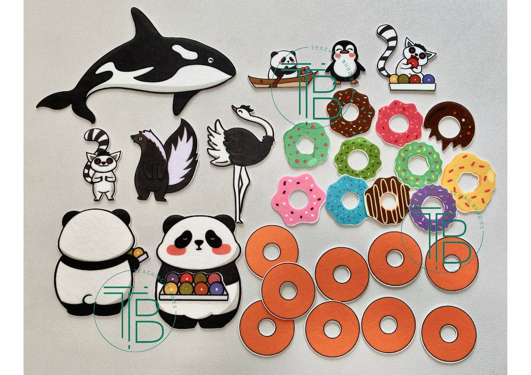 Please, Mr. Panda Story Felt Set With Donuts Matching Game - Etsy