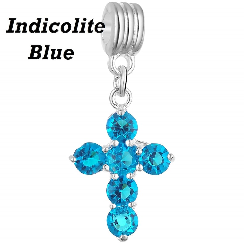 Silver Cross Dangle Charms, Cross Pendant Beads, Crystal Religious ...