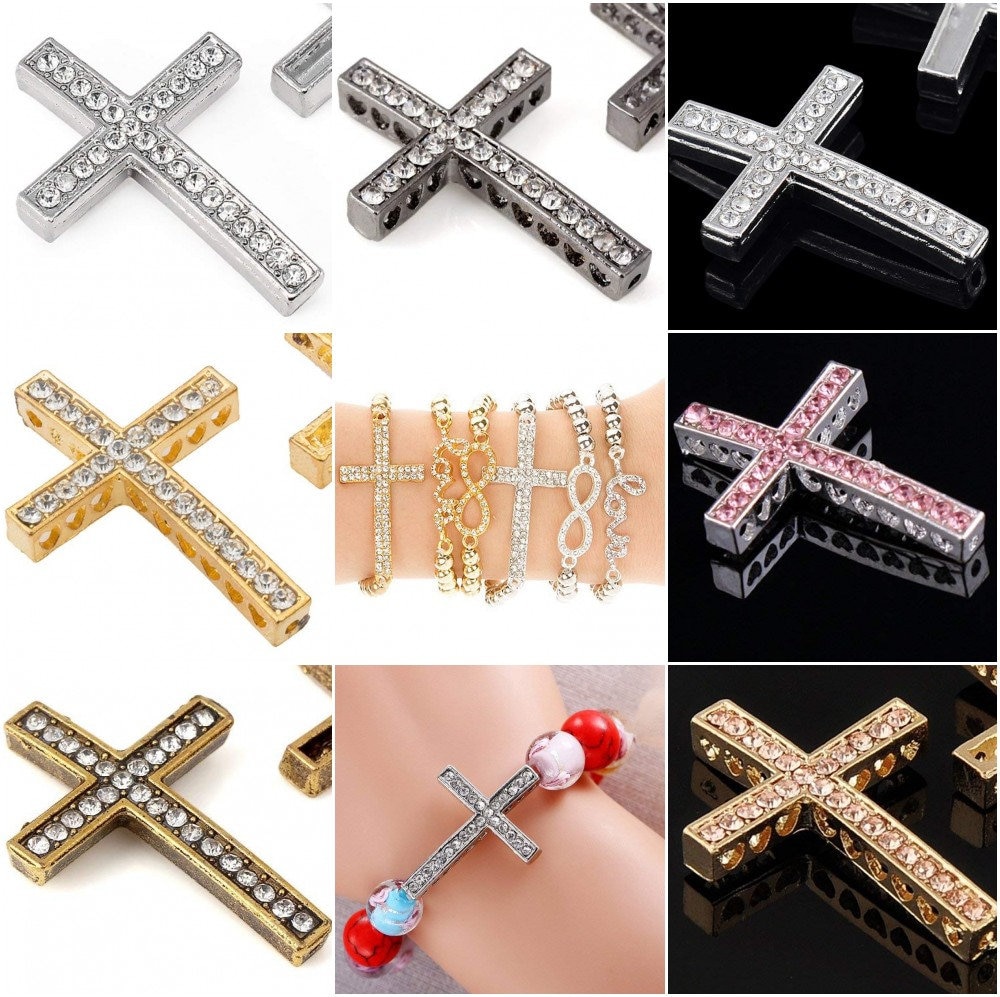 Crystal Pave Cross Sideways Connector for Bracelet Cross - Etsy