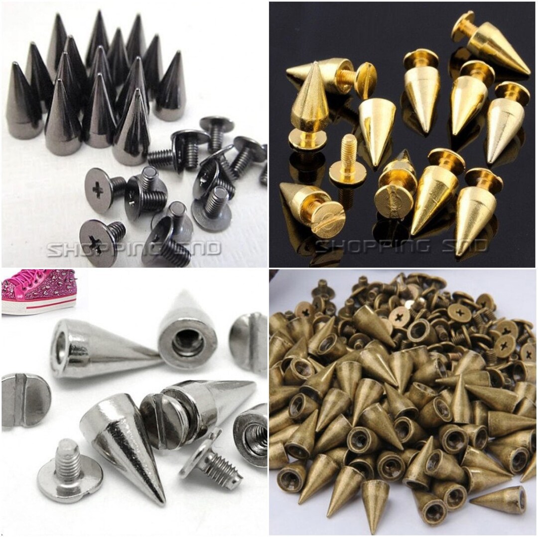 Large 14mm Cone Spike Studs, Screwback Spikes for Leathercraft, Black ...