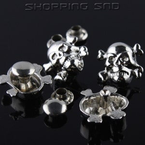 10mm Skull Cross Bones Rivets for Leathercraft, Silver Gold Rivet Studs ...
