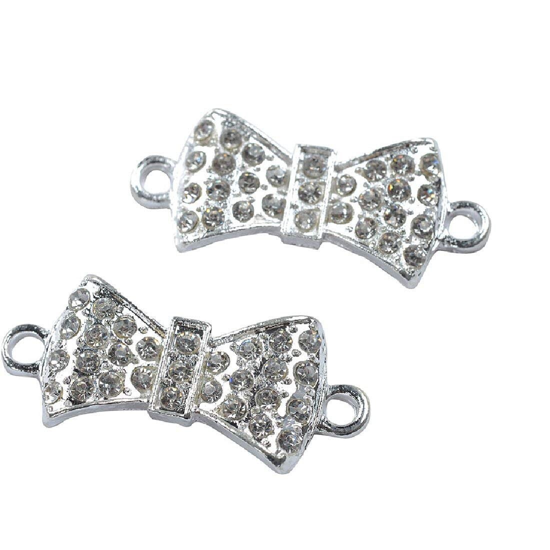 Bow Tie Sideways Connector, Crystal Pave Curved Connector for Bracelet ...