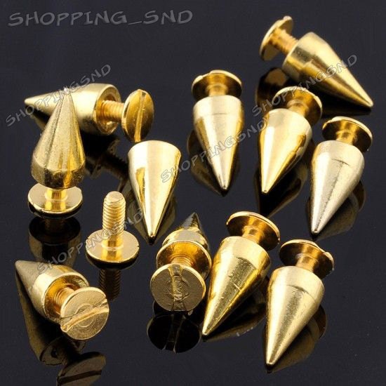 13mm Gold Cone Spikes Screwback Metal Spike Studs for | Etsy