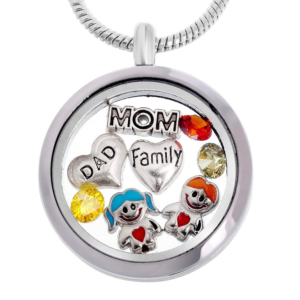 Silver Living Memory Locket Necklace 20 Family I Love - Etsy