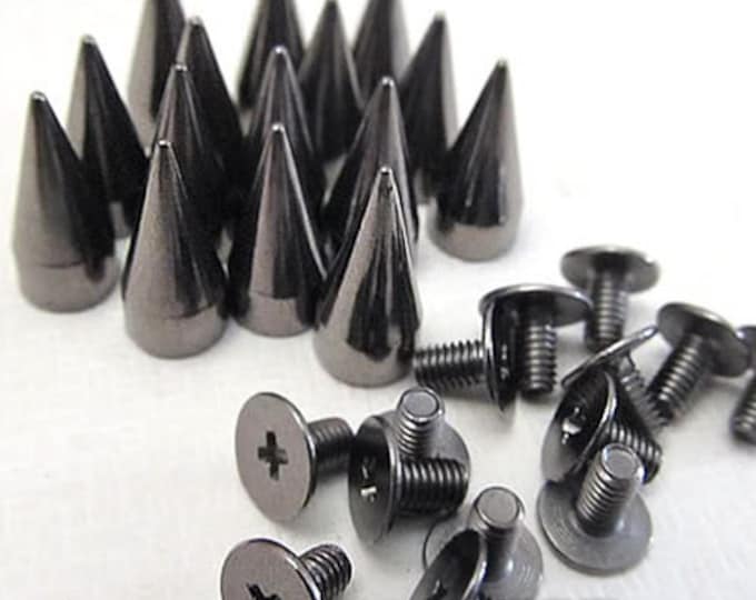 10mm Metal Cone Bullet Spikes Studs 3/8 Black Silver - Etsy