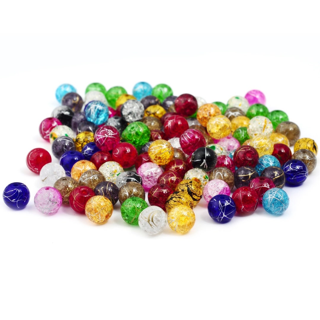 8mm Assorted Crackle Real Crystal Round Beads // Mixed Color // Czech ...