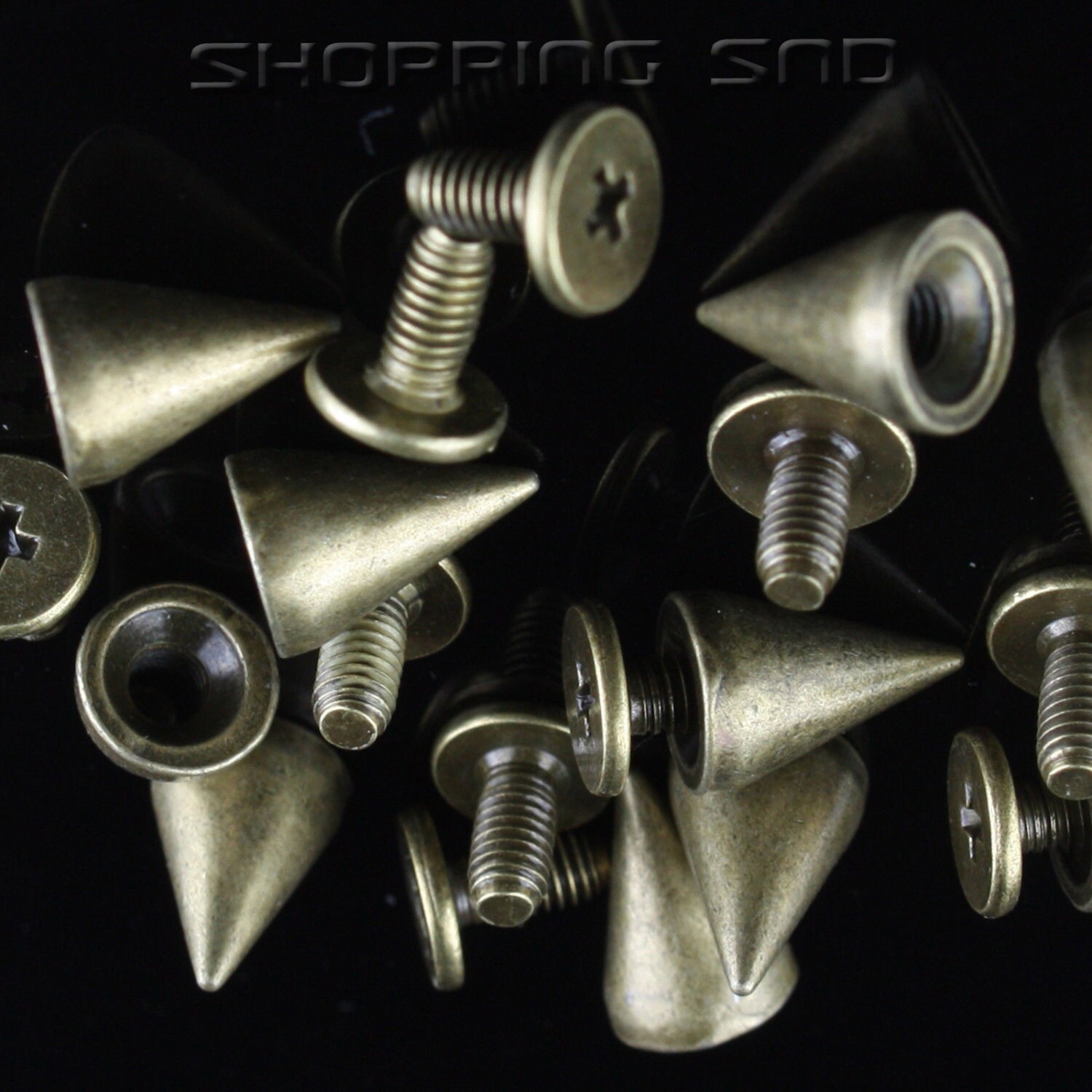 Bronze 10mm Cone Spike Studs, Metal 3/8" Screwback Spikes for ...
