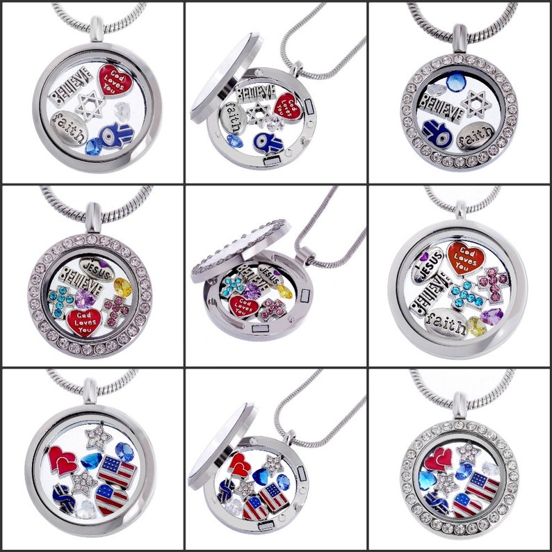 Living Memory Locket Pendant Necklace, Silver Glass Locket With ...