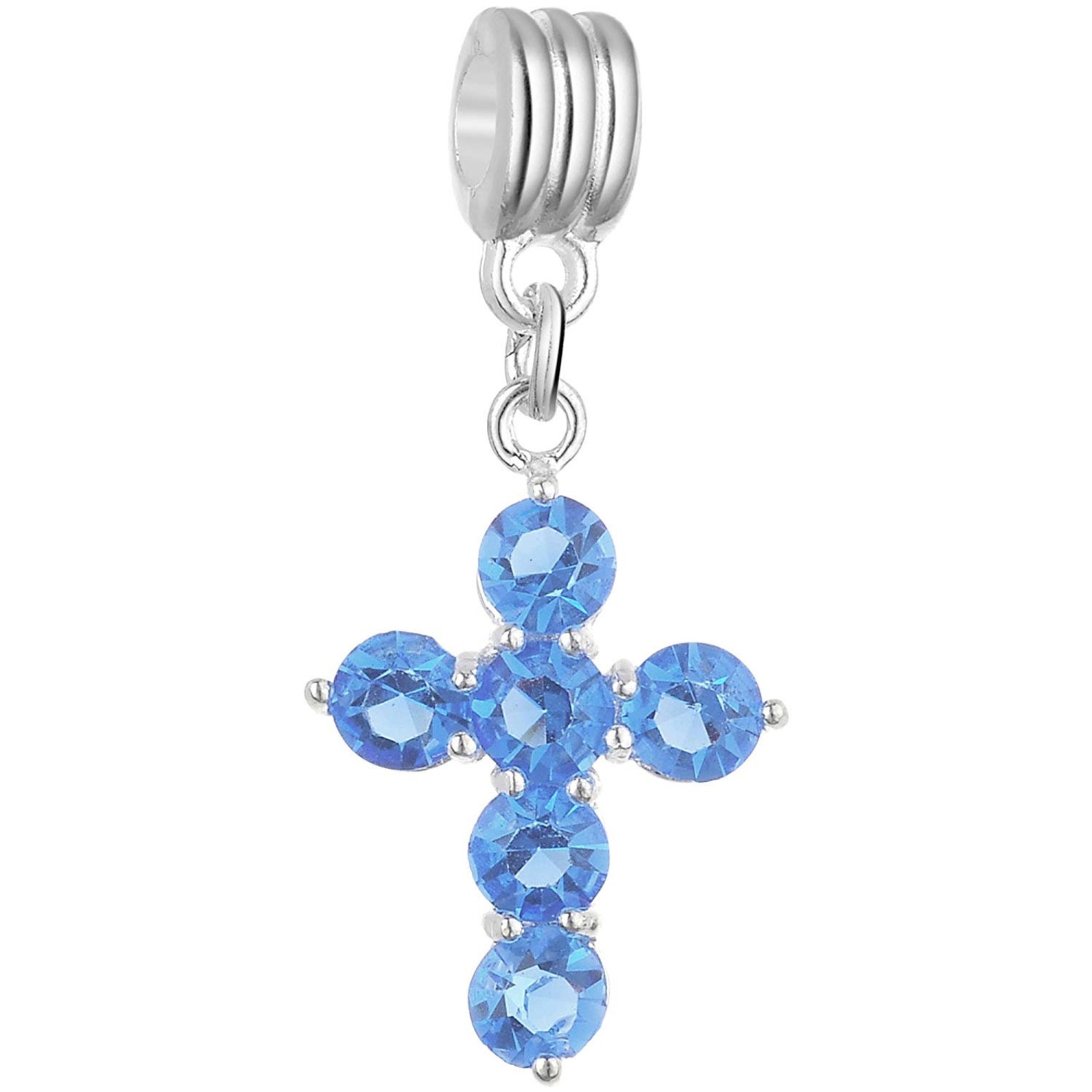 Silver Cross Dangle Charms, Cross Pendant Beads, Crystal Religious ...