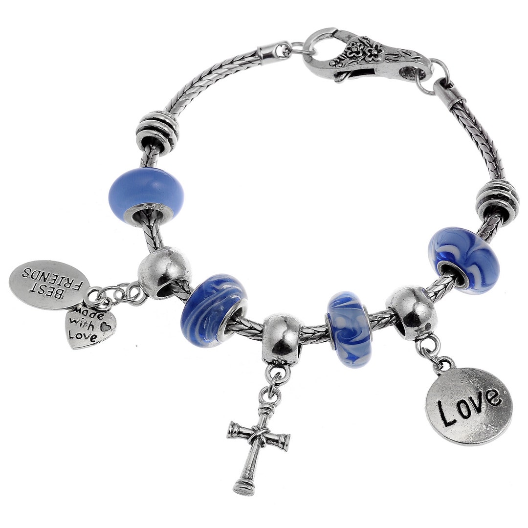 Silver Cross European Charm Bracelet // Best Friends BFF Bracelet ...
