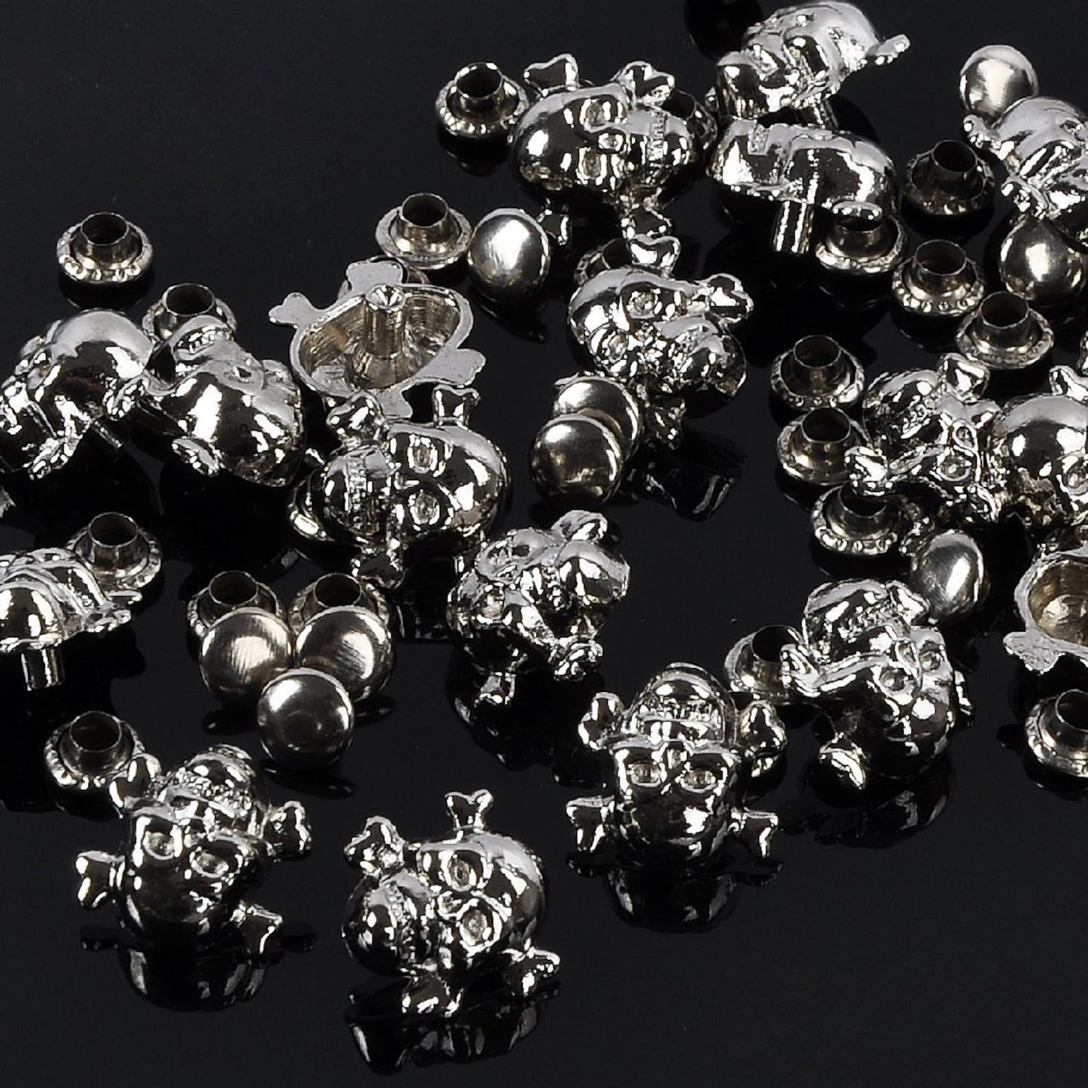 10mm Silver Skull and Bones Rapid Rivets and Studs Skull and | Etsy