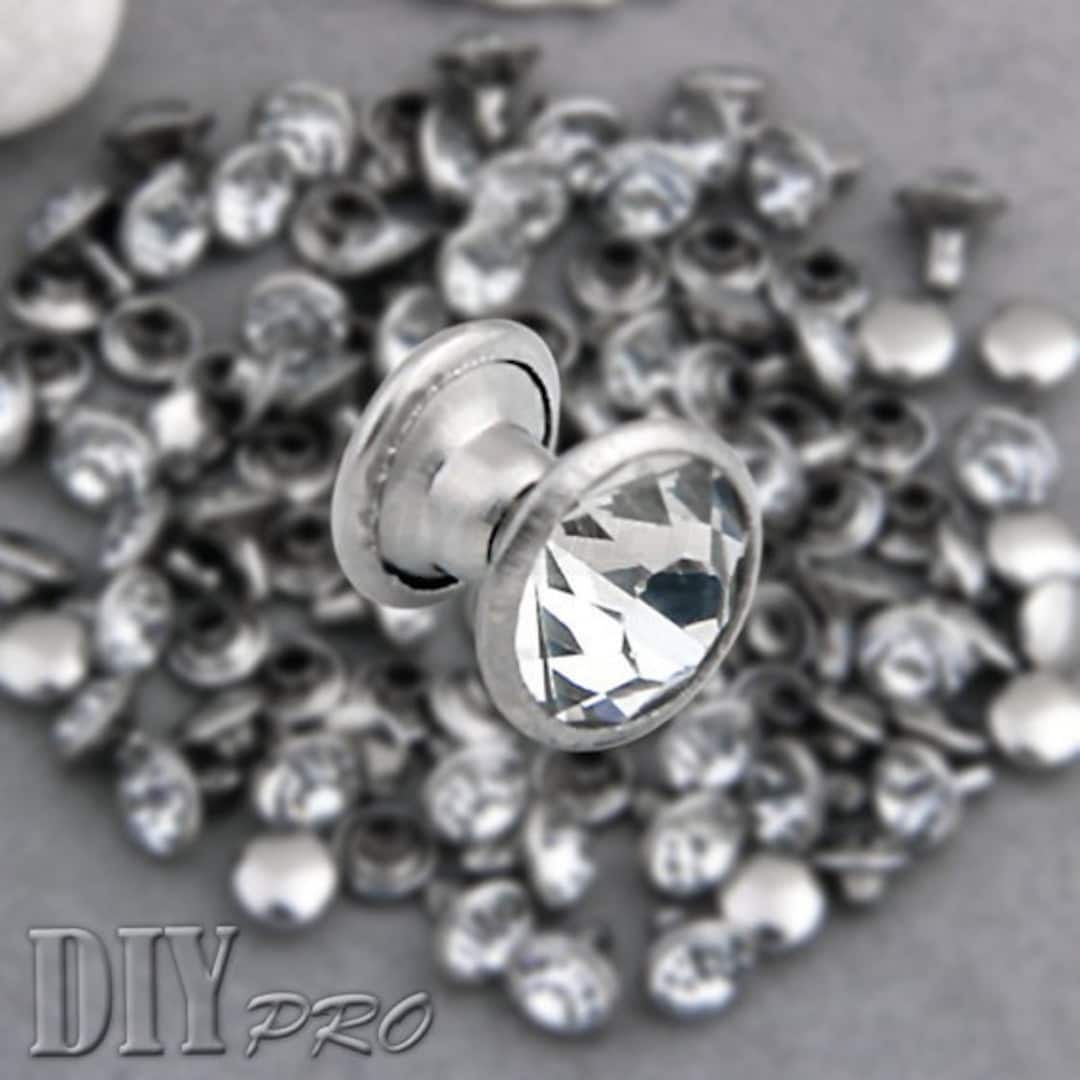 200pcs Crystal Rivets, Leather Rapid Rivets for Fabric, Silver Speedy ...